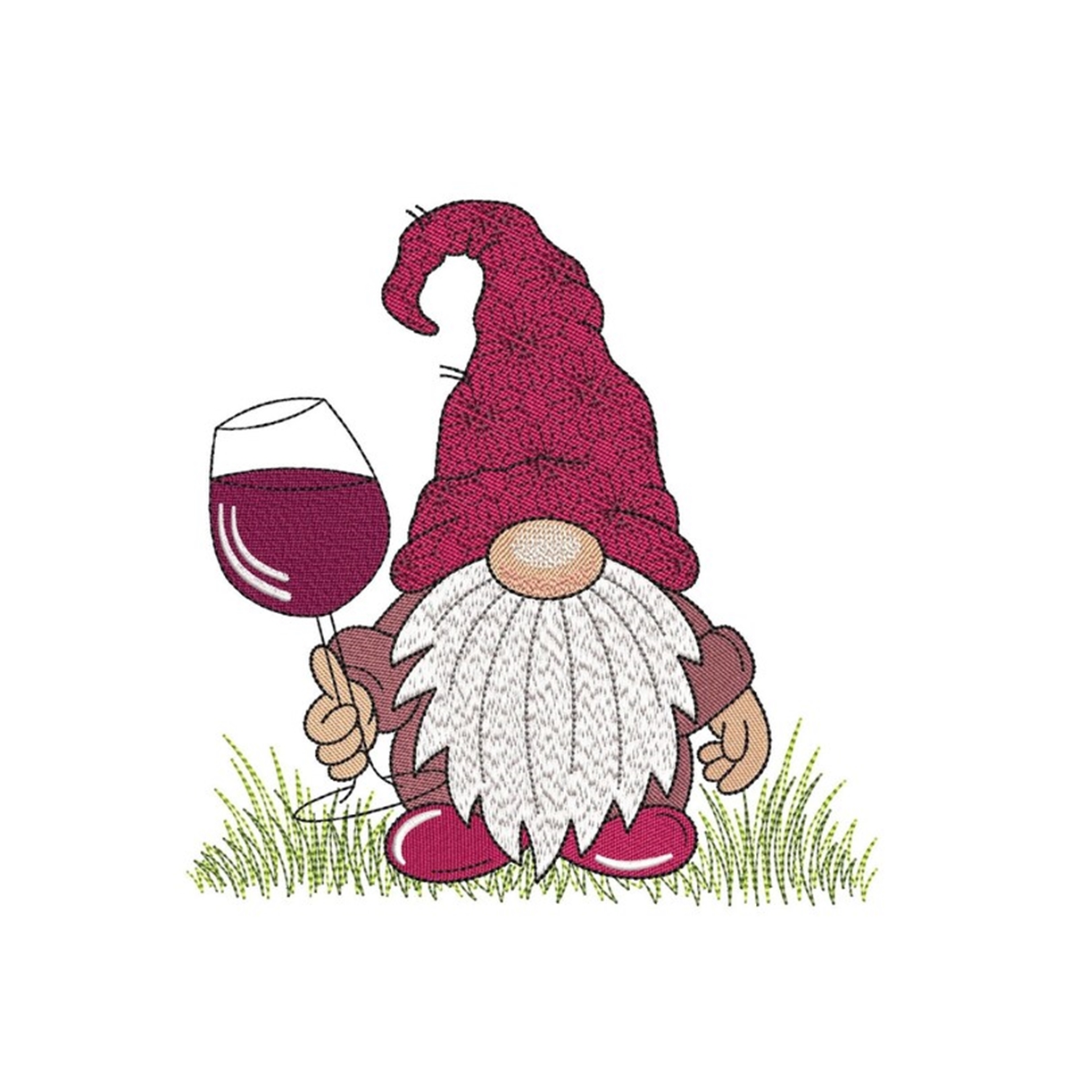 Wine Gnome Machine Embroidery Design, 4 sizes, Instant Downl - Inspire ...