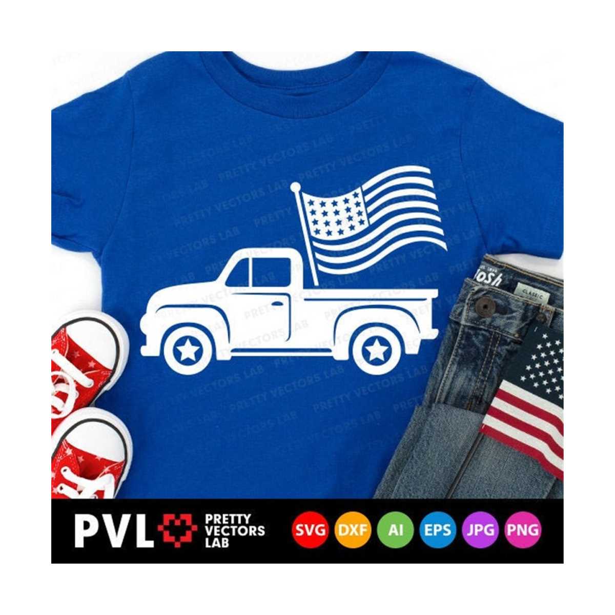 4th of July Truck Svg, American Flag Svg, USA Truck Cut File - Inspire ...