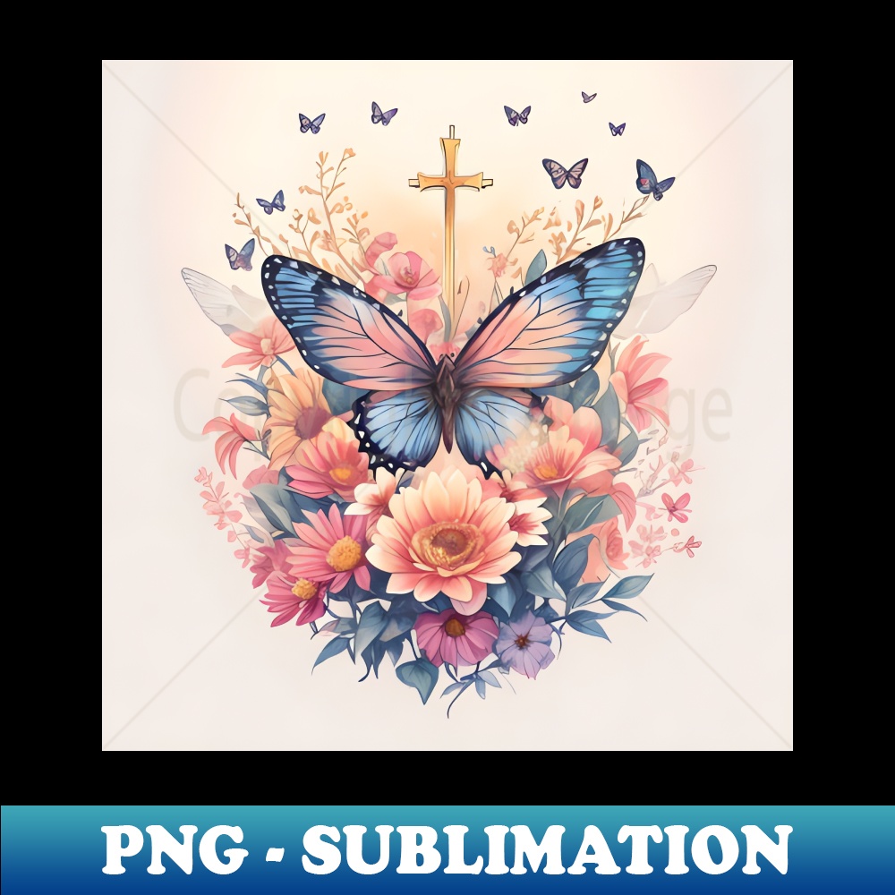 Butterfly and Gold Cross - Exclusive Sublimation Digital Fil | Inspire ...