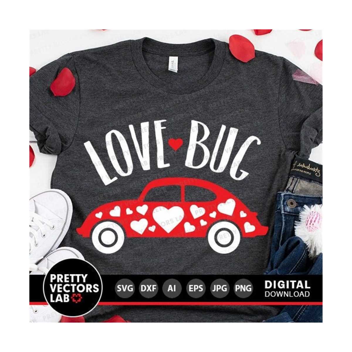 Love Bug Svg, Valentine's Day Cut Files, Vintage Car with He - Inspire ...