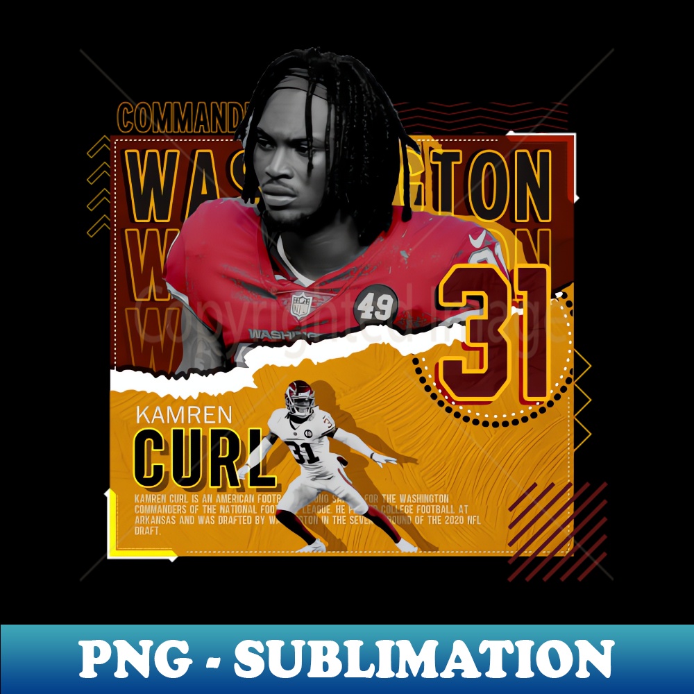 Kamren Curl Football Paper Poster Commanders - PNG Transpare | Inspire ...