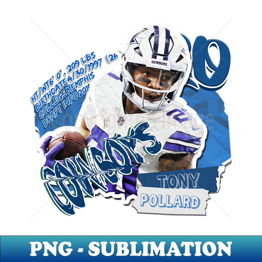 Tony Pollard Football Paper Poster Cowboys 11 - Retro PNG Su | Inspire ...