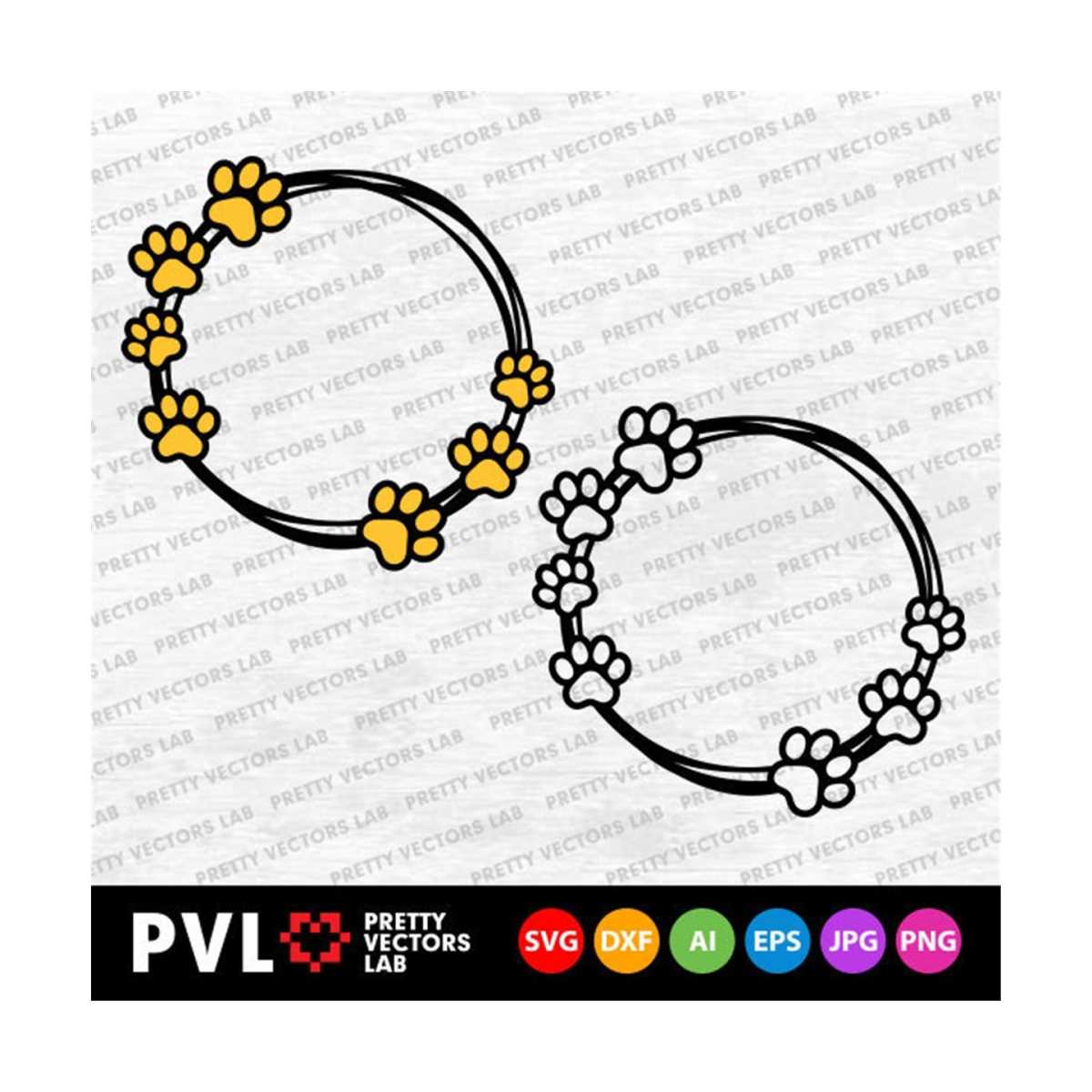 Paw Svg, Paw Print Circle Monogram Svg, Paws Frames Clipart, - Inspire ...
