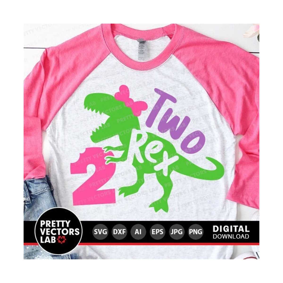 Girl Two Rex Svg, 2nd Birthday Svg, Girls T-Rex Svg, Dinosau | Inspire ...