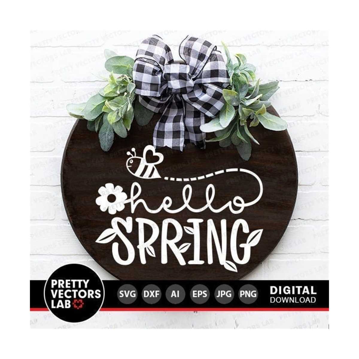 Hello Spring Svg, Welcome Spring Cut Files, Door Hanger Svg, - Inspire ...
