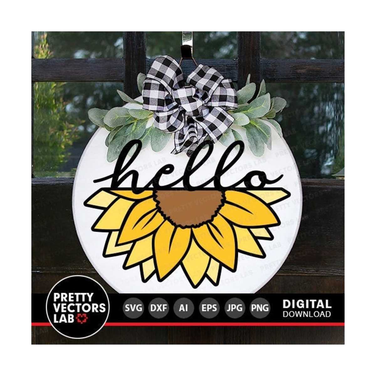 Hello Sunflower Svg, Welcome Round Sign Cut Files, Fall Farm | Inspire ...