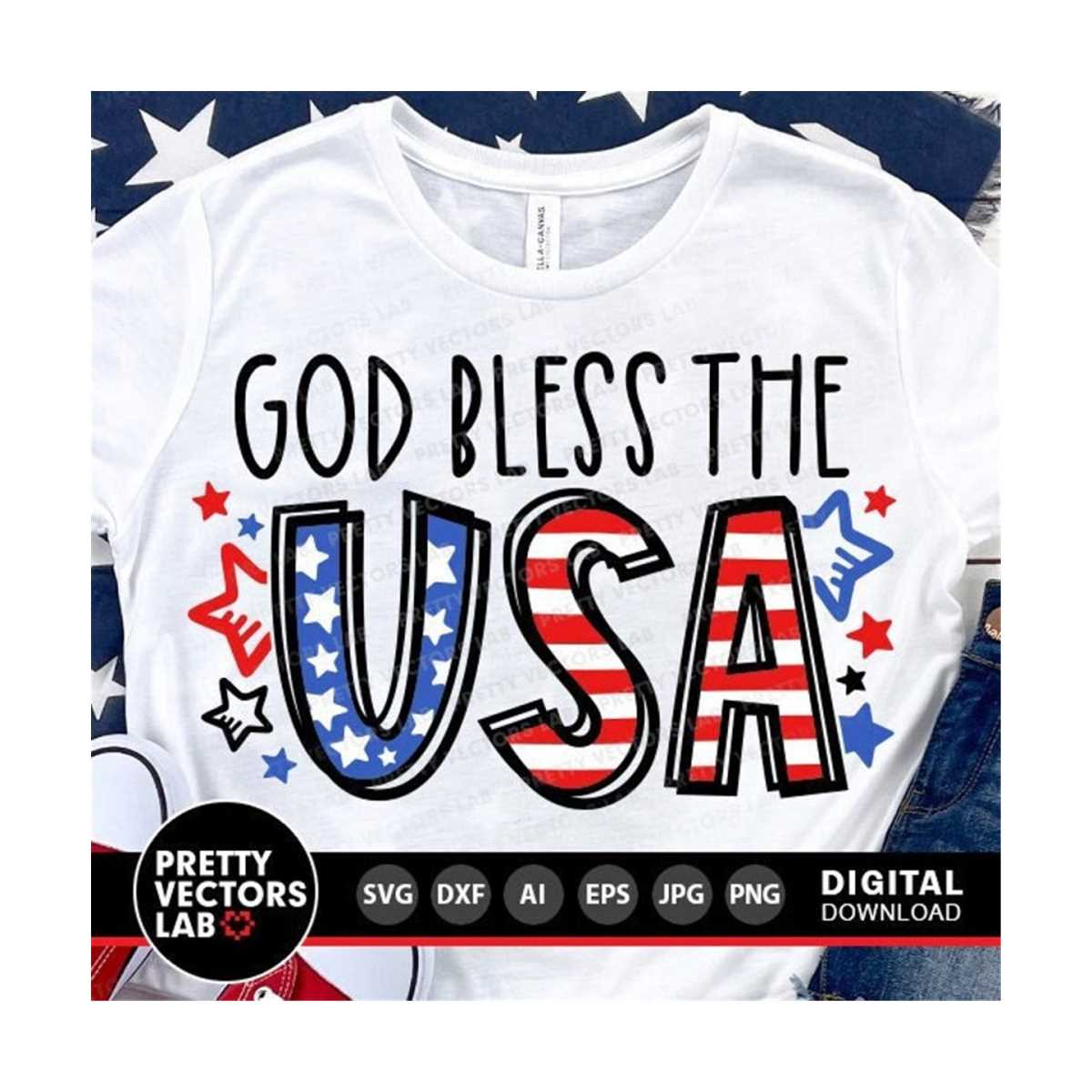 God Bless The USA Svg, 4th of July Cut Files, USA Svg Dxf Ep - Inspire ...
