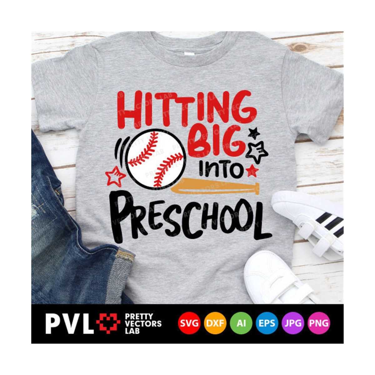 Hitting into Preschool Svg, Back To School Cut File, Basebal - Inspire ...