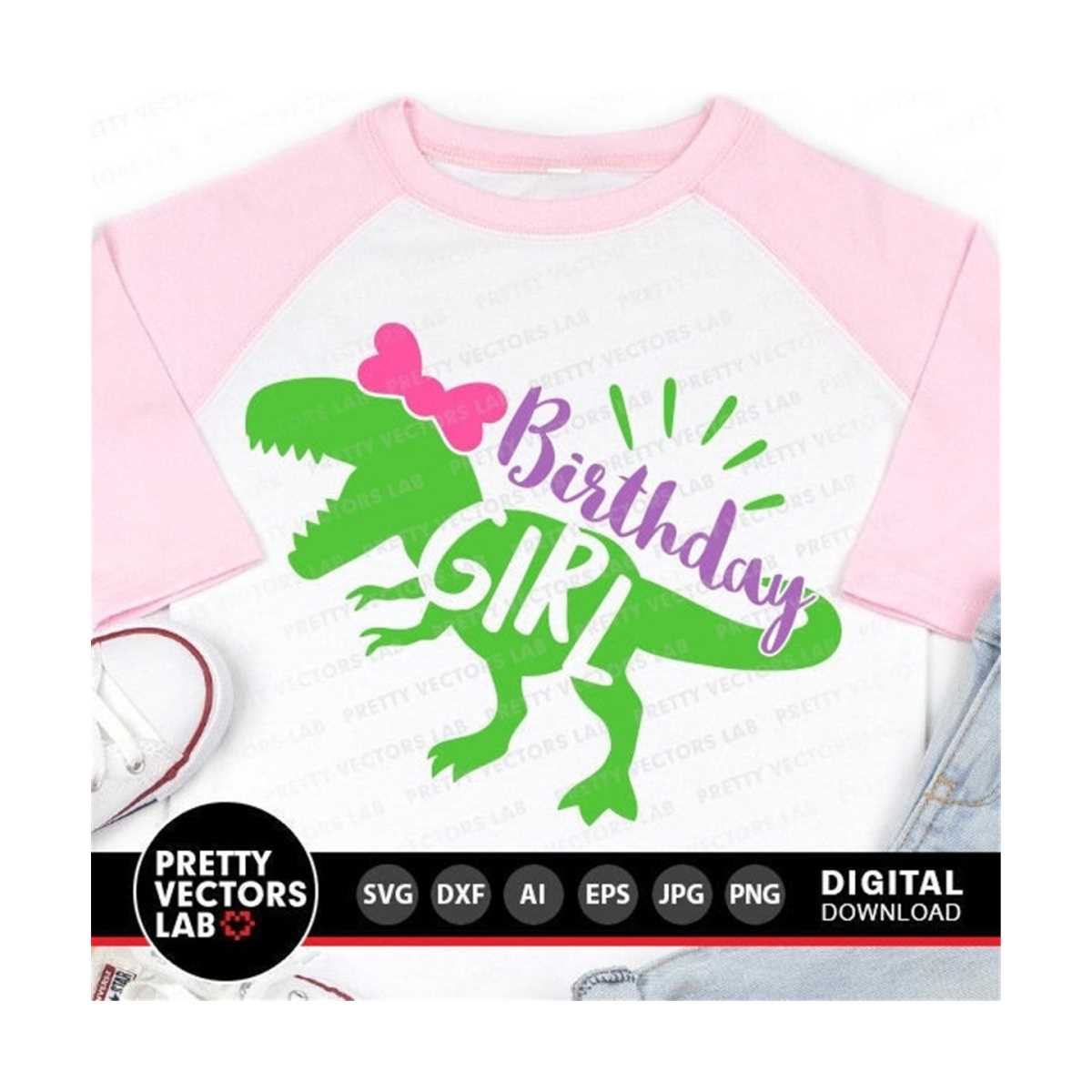 Dinosaur Birthday Girl Svg, T-Rex Birthday Cut Files, Girls | Inspire ...