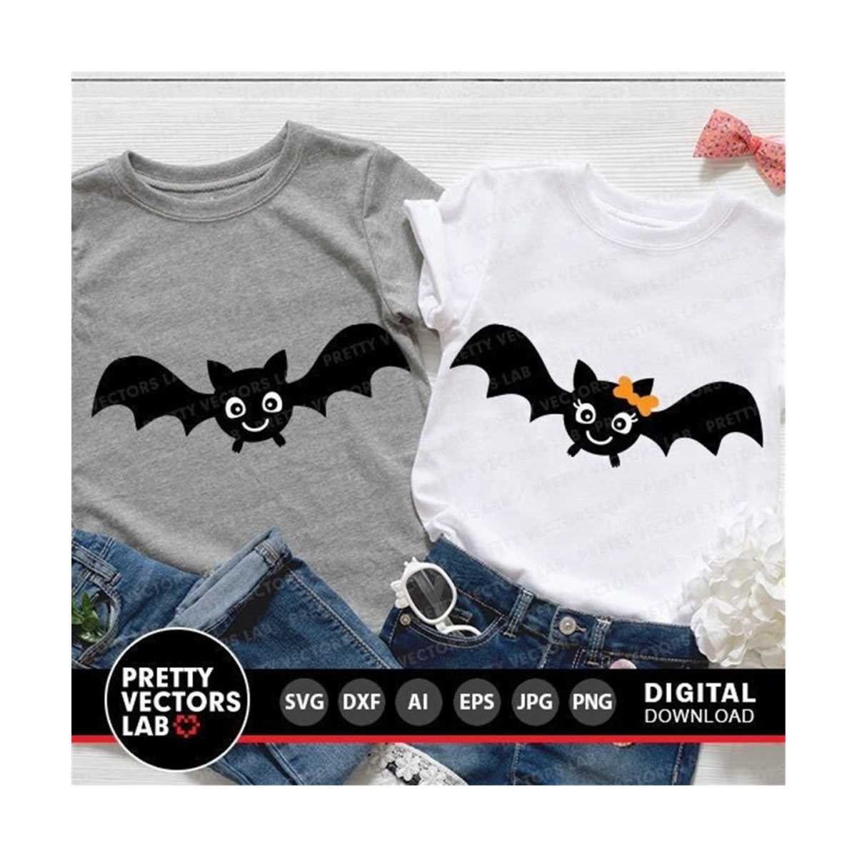 Halloween Svg, Bats Svg, Boy Girl Bats Svg, Bat with Bow Svg | Inspire ...