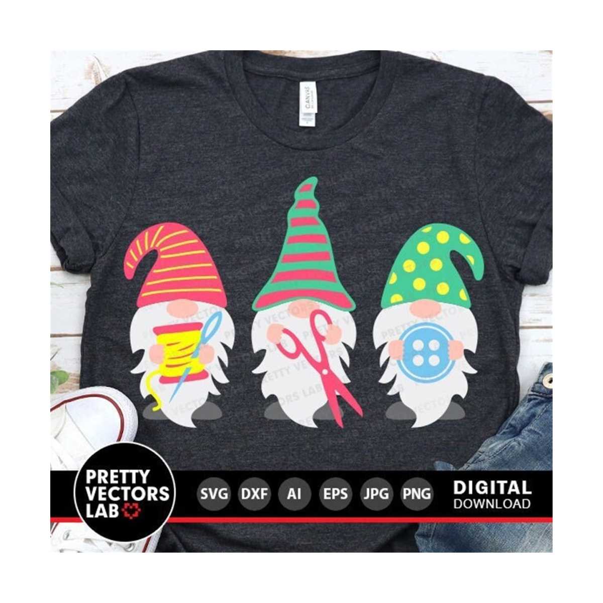 Gnomes Holding Sewing Items Svg, Three Gnomes Cut Files, Gno | Inspire ...