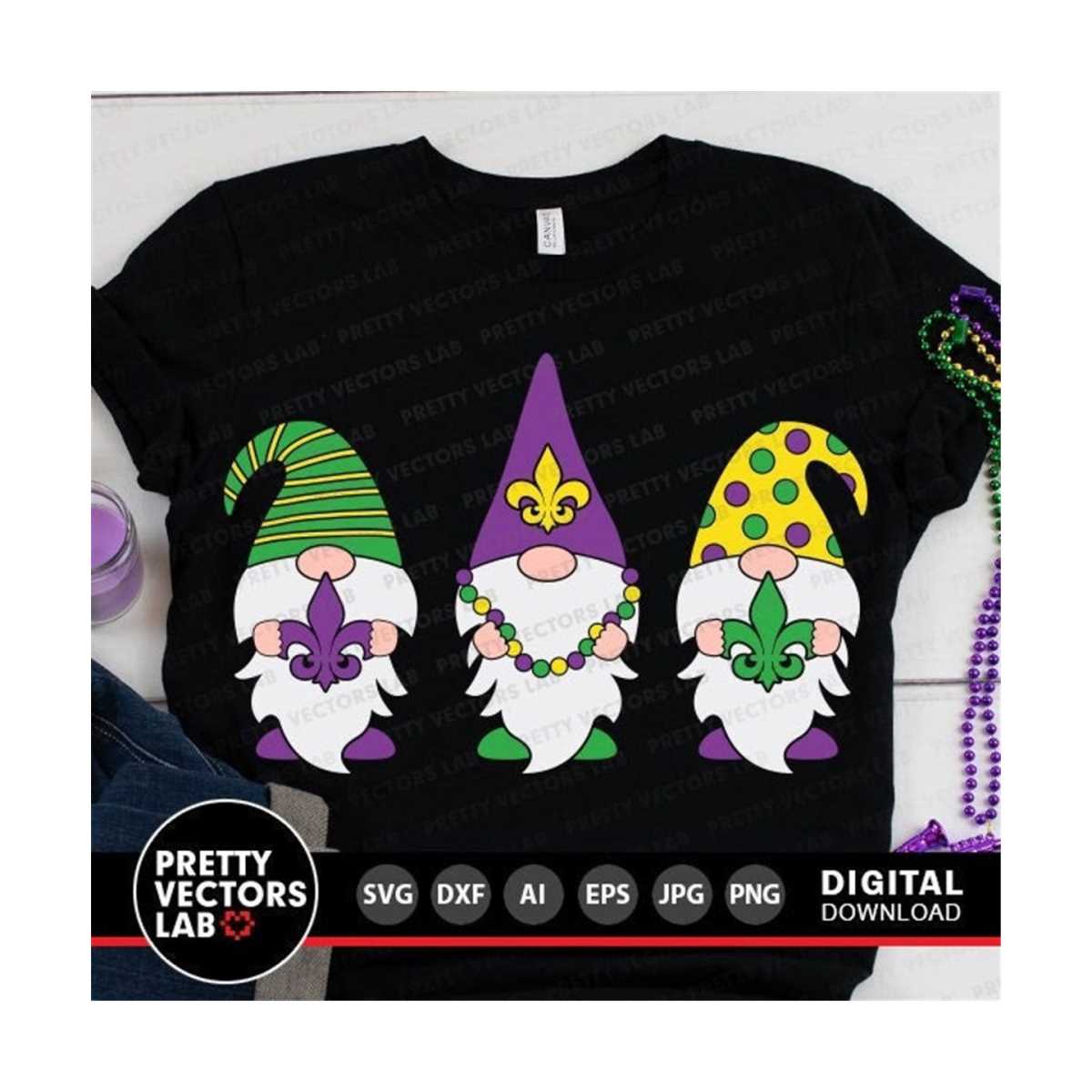 Mardi Gras Gnomes Svg, Mardi Gras Cut Files, Gnome with Bead - Inspire ...