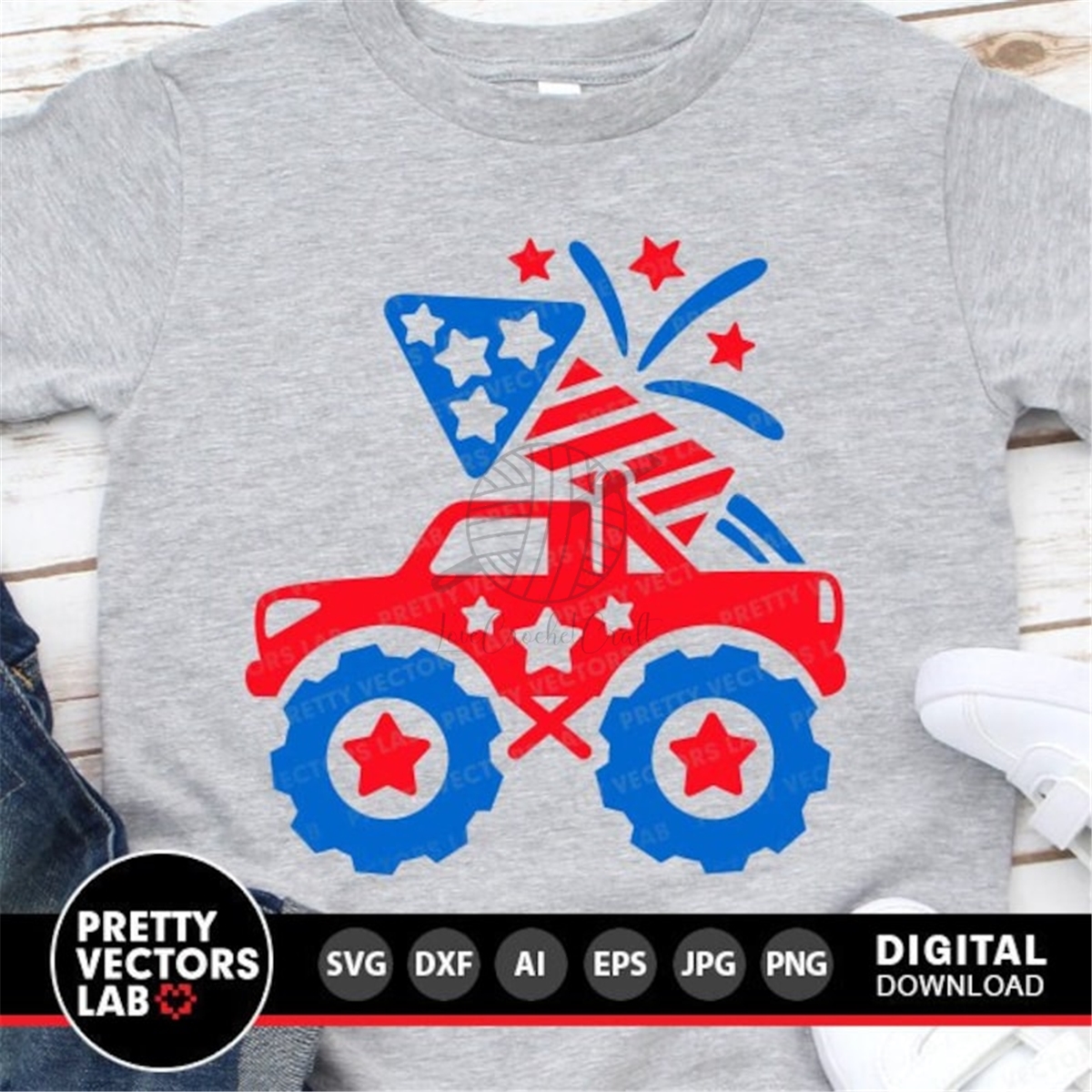 4th of July Svg, Patriotic Monster Truck Svg, Kids Cut Files - Inspire Uplift