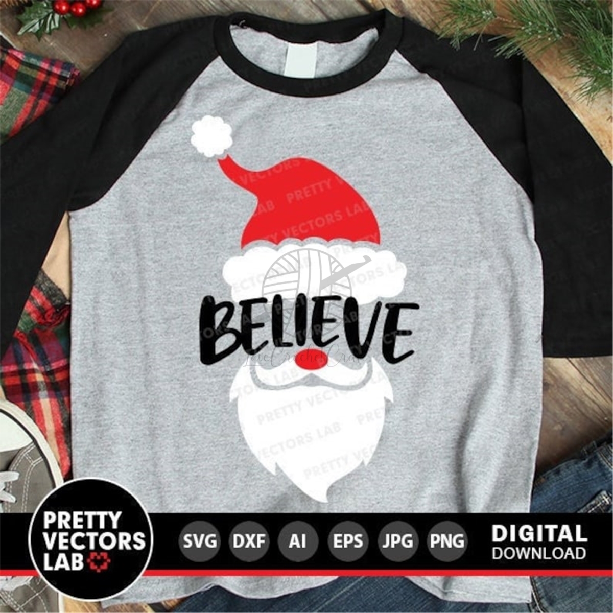 Santa Face Svg, Christmas Svg, Believe Svg, Santa Svg Dxf Ep | Inspire ...