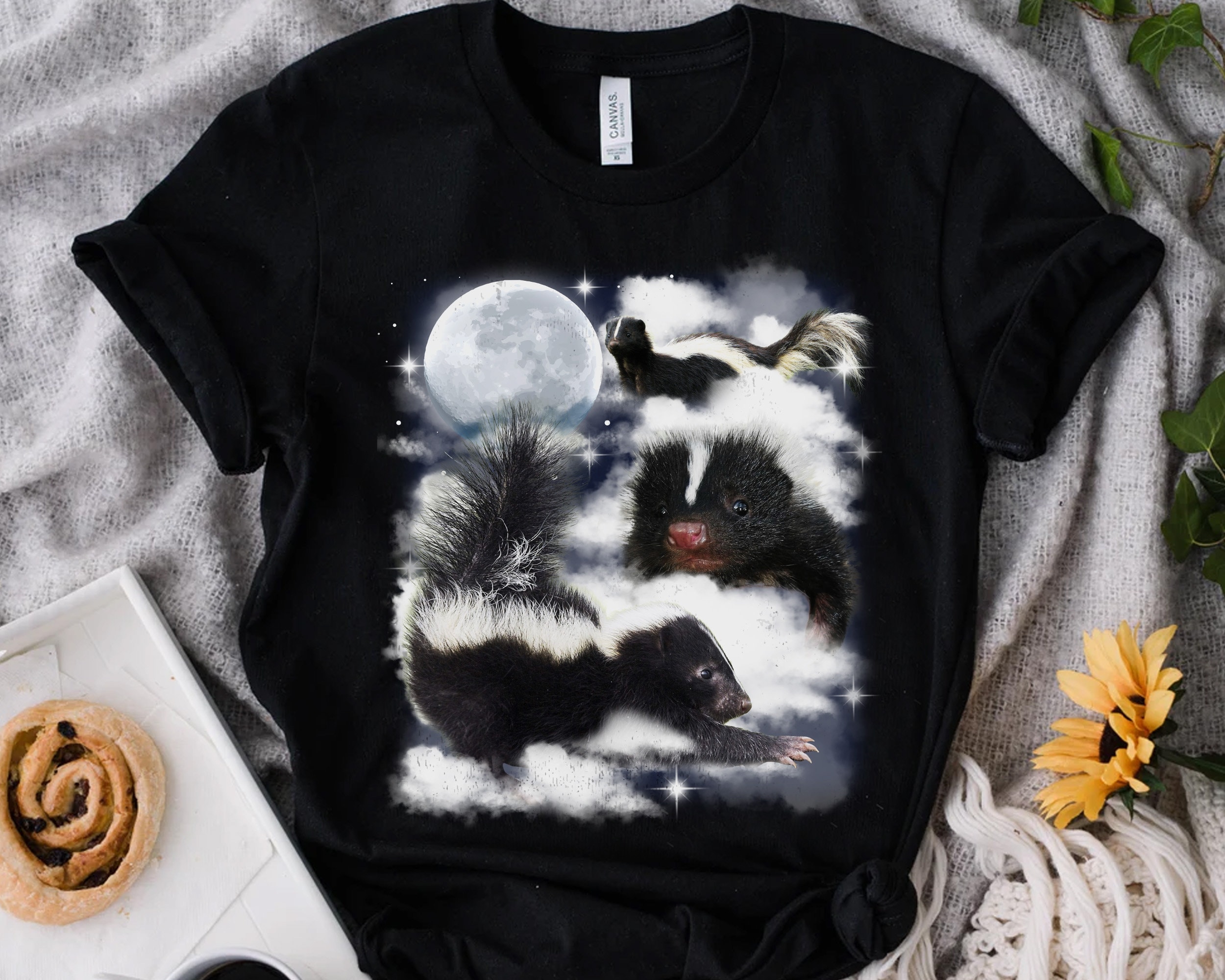 Funny Skunk With Moon Custom Your Own Photo Unisex T-shirt, | Inspire ...