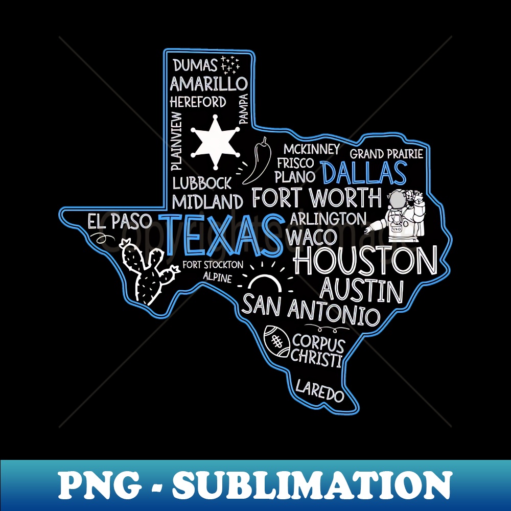 Dallas Texas cute map San Antonio Austin Fort Worth El Paso | Inspire ...