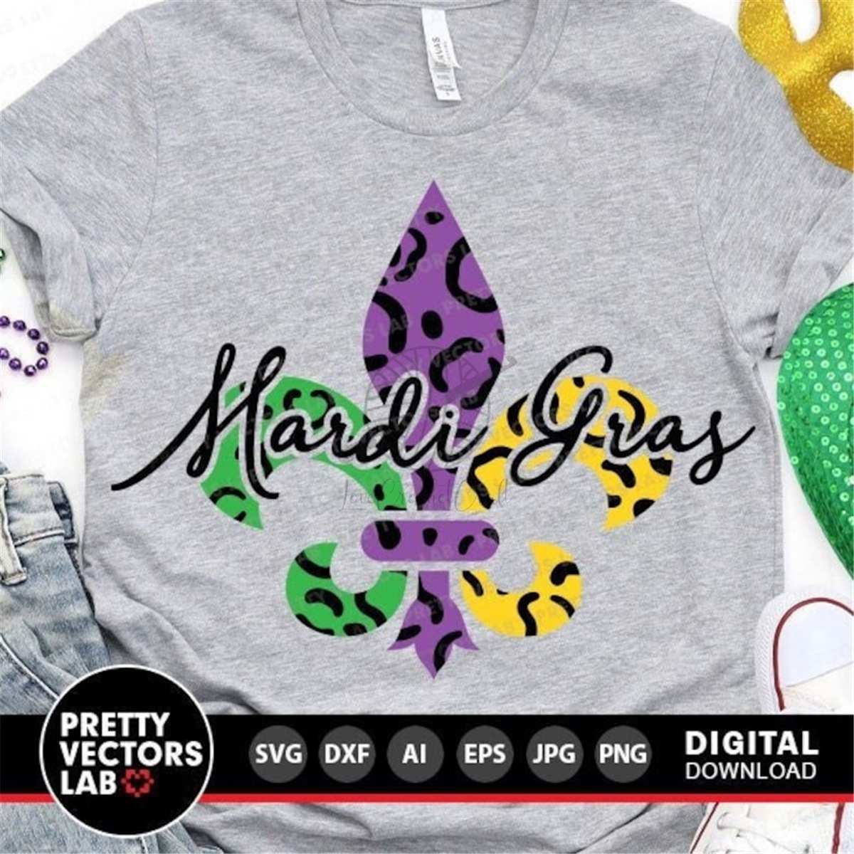 Mardi Gras Svg, Fleur de Lis Svg Dxf Eps Png, Leopard Print | Inspire ...