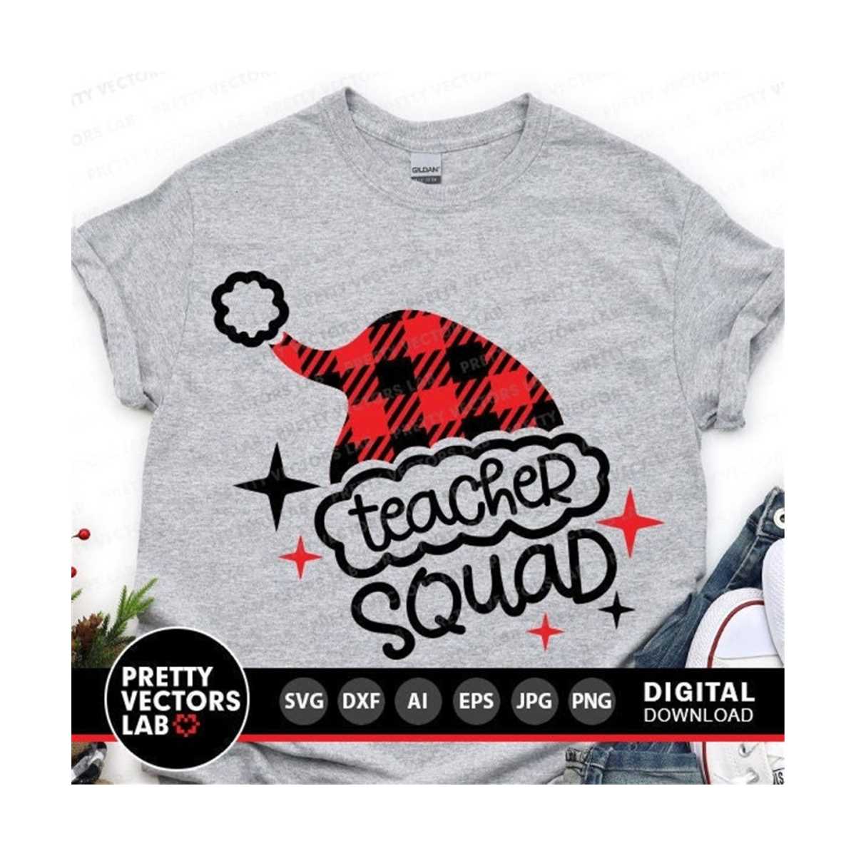 Teacher Squad Svg, Christmas Svg, Santa Svg Dxf Eps Png, Buf - Inspire ...