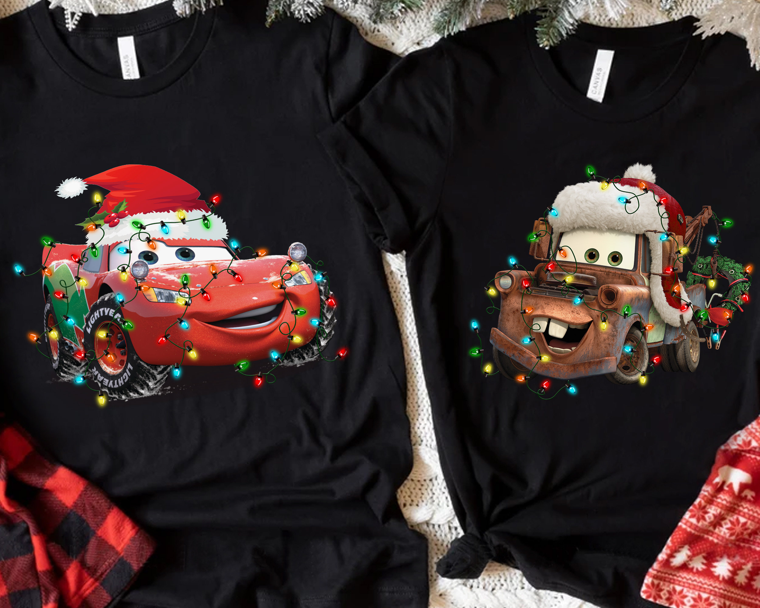 Pixar Cars Santa Lightning MC Queen and Tow Mater Christmas - Inspire ...