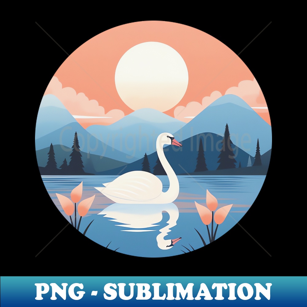Calm Swan Swimming on a Lake - Trendy Sublimation Digital Do | Inspire ...