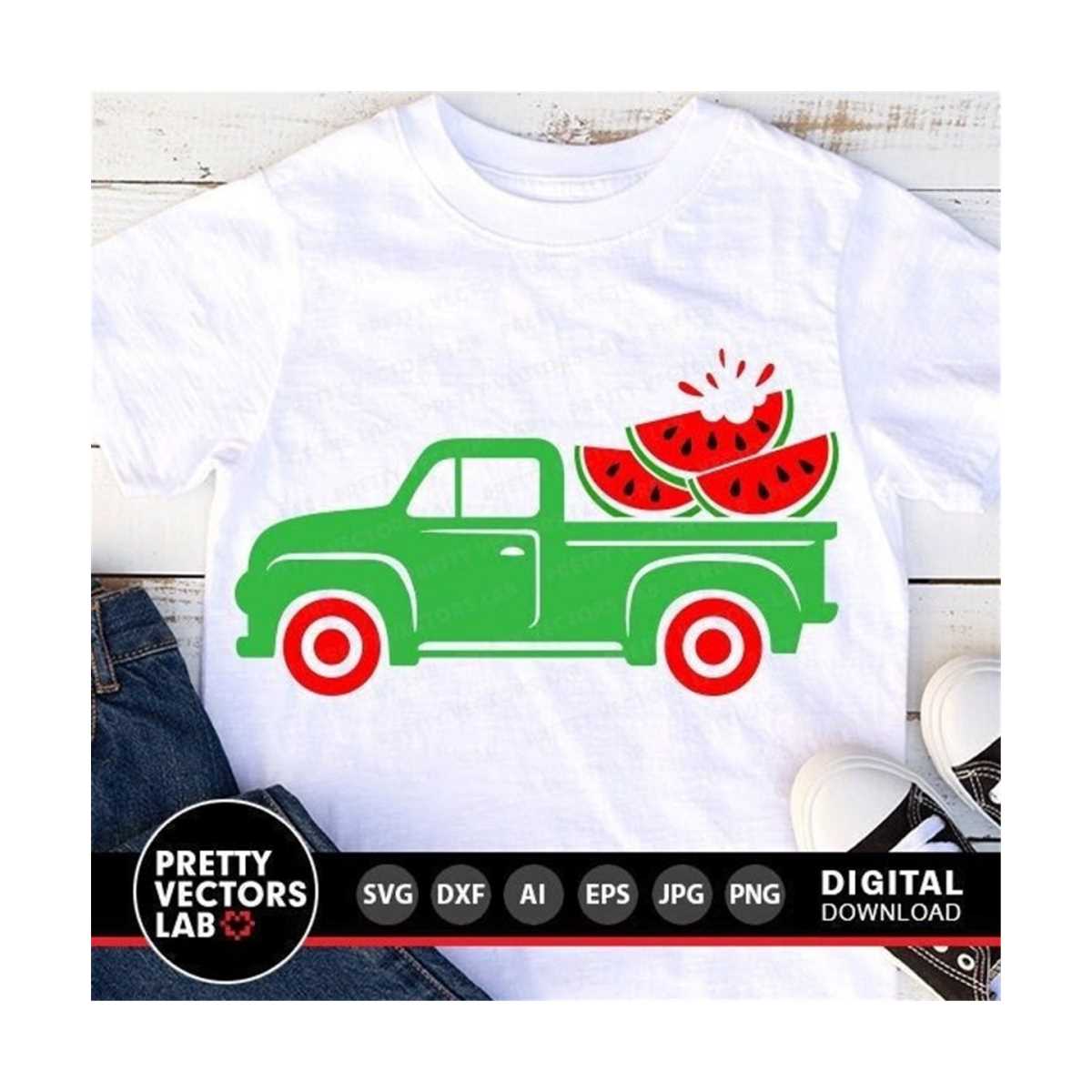 Watermelon Svg, Watermelon Truck Svg, Summer Cut Files, Vint | Inspire ...