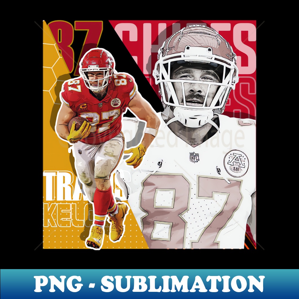Travis Kelce Football Paper Poster Chiefs 7 - Retro PNG Subl - Inspire ...