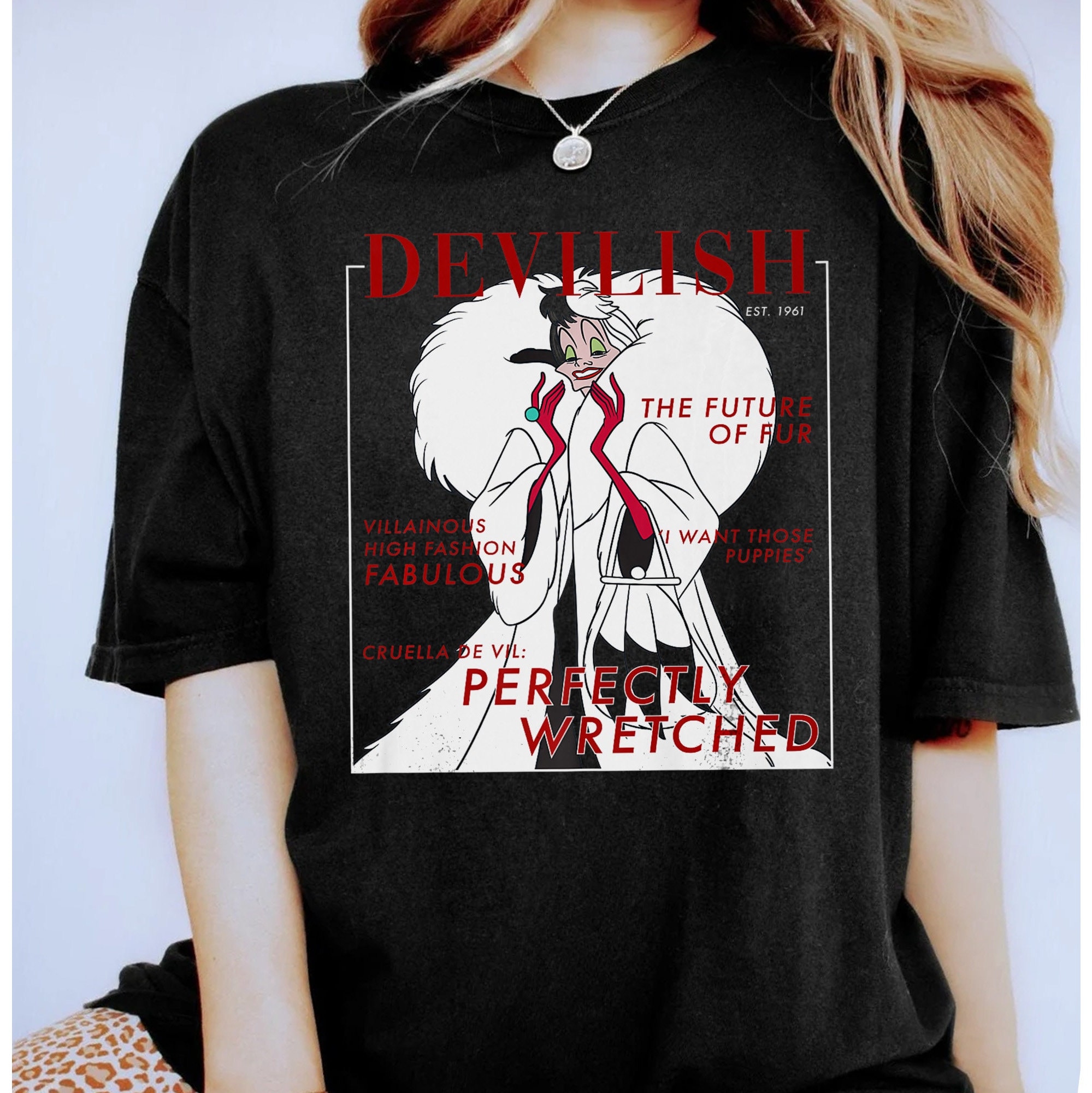 Vintage Disney Villains Halloween Cruella Magazine Cover Shi | Inspire ...