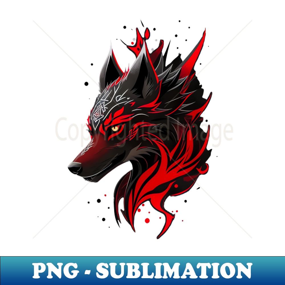 Mystic Enigma Black and Red Wolf Head with White Magic Symbo | Inspire ...
