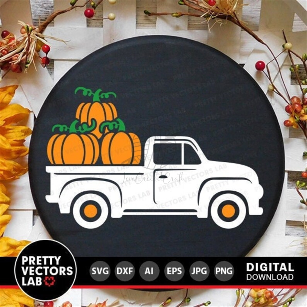 Pumpkin Truck Svg, Old Truck Svg Dxf Eps Png, Fall Sign Cut | Inspire ...
