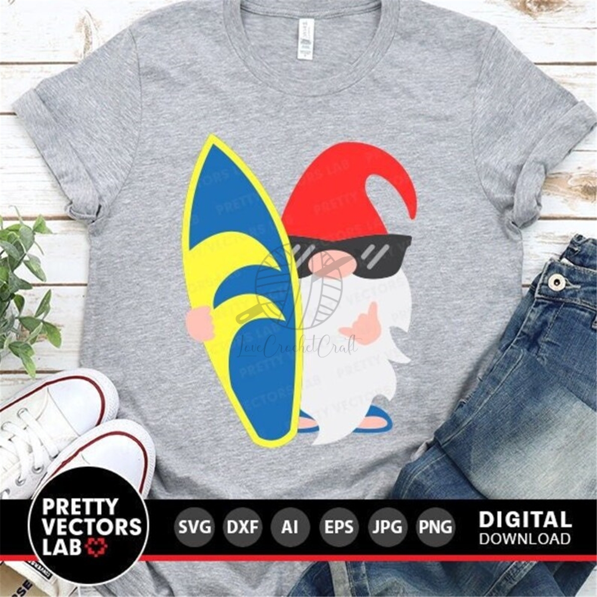Summer Gnome Svg, Beach Cut Files, Surf Gnome Svg Dxf Eps Pn - Inspire ...
