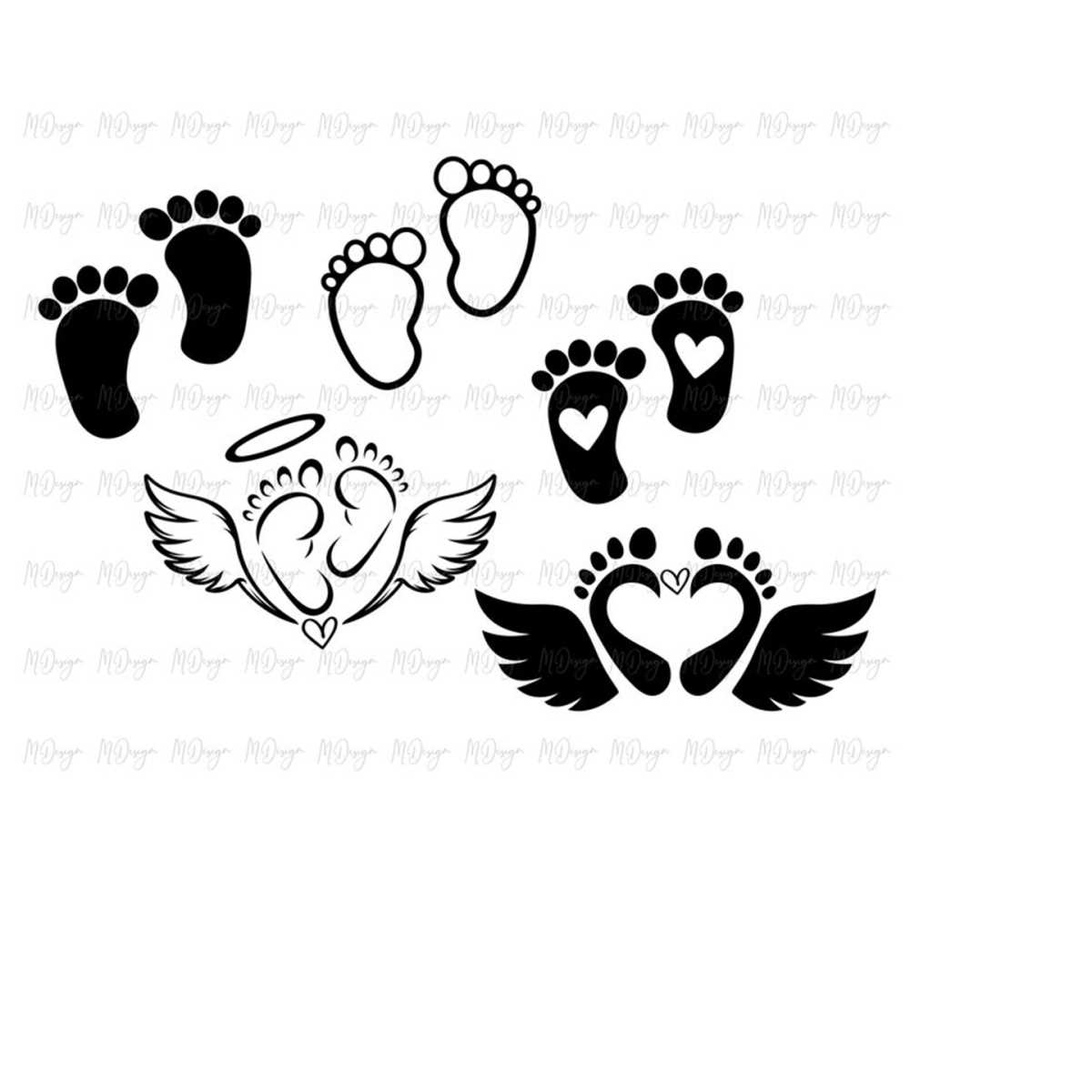 Baby Footprint SVG Bundle Baby Feet Cutting Files for Cricut | Inspire ...