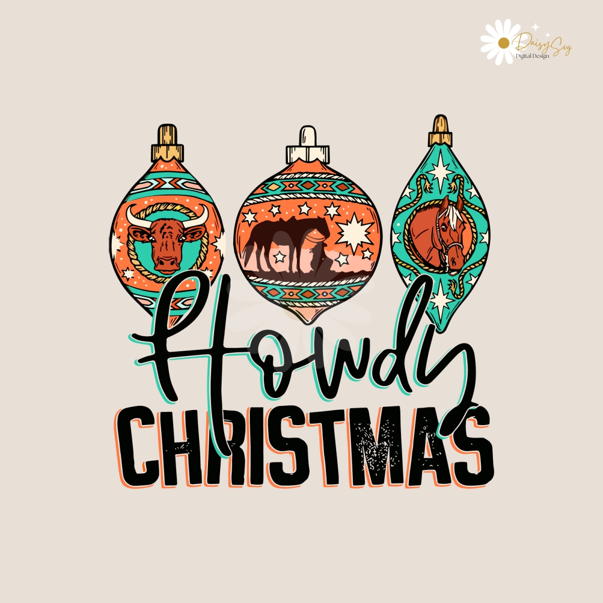Howdy Christmas Ornament Western Cowboy SVG Download - Inspire Uplift