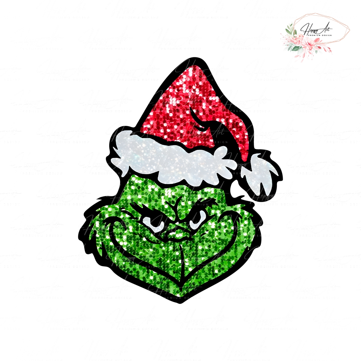 Glitter Grinch Face Christmas Movie PNG Sublimation File - Inspire Uplift