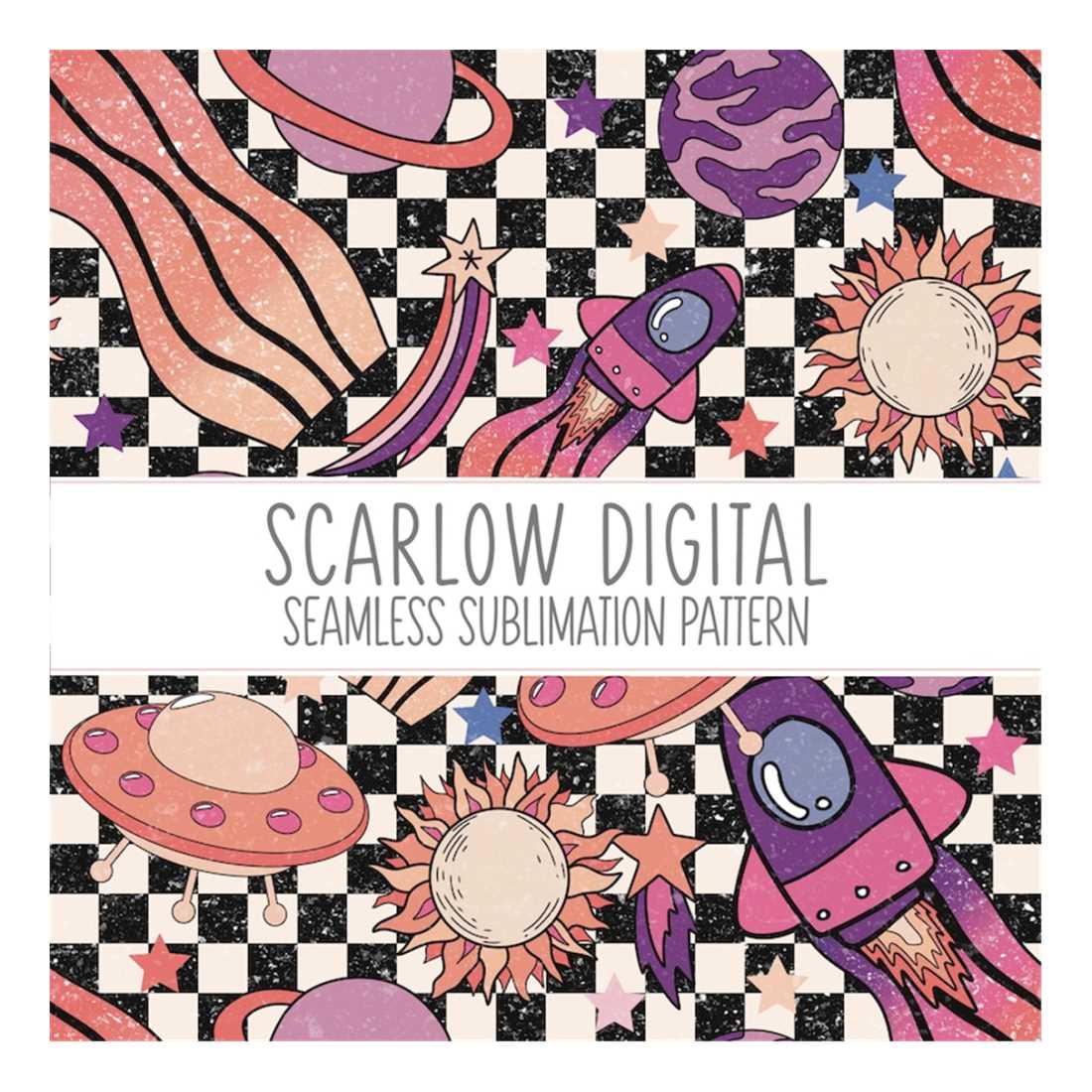 Retro Space Seamless Pattern-Outerspace Sublimation Digital | Inspire ...