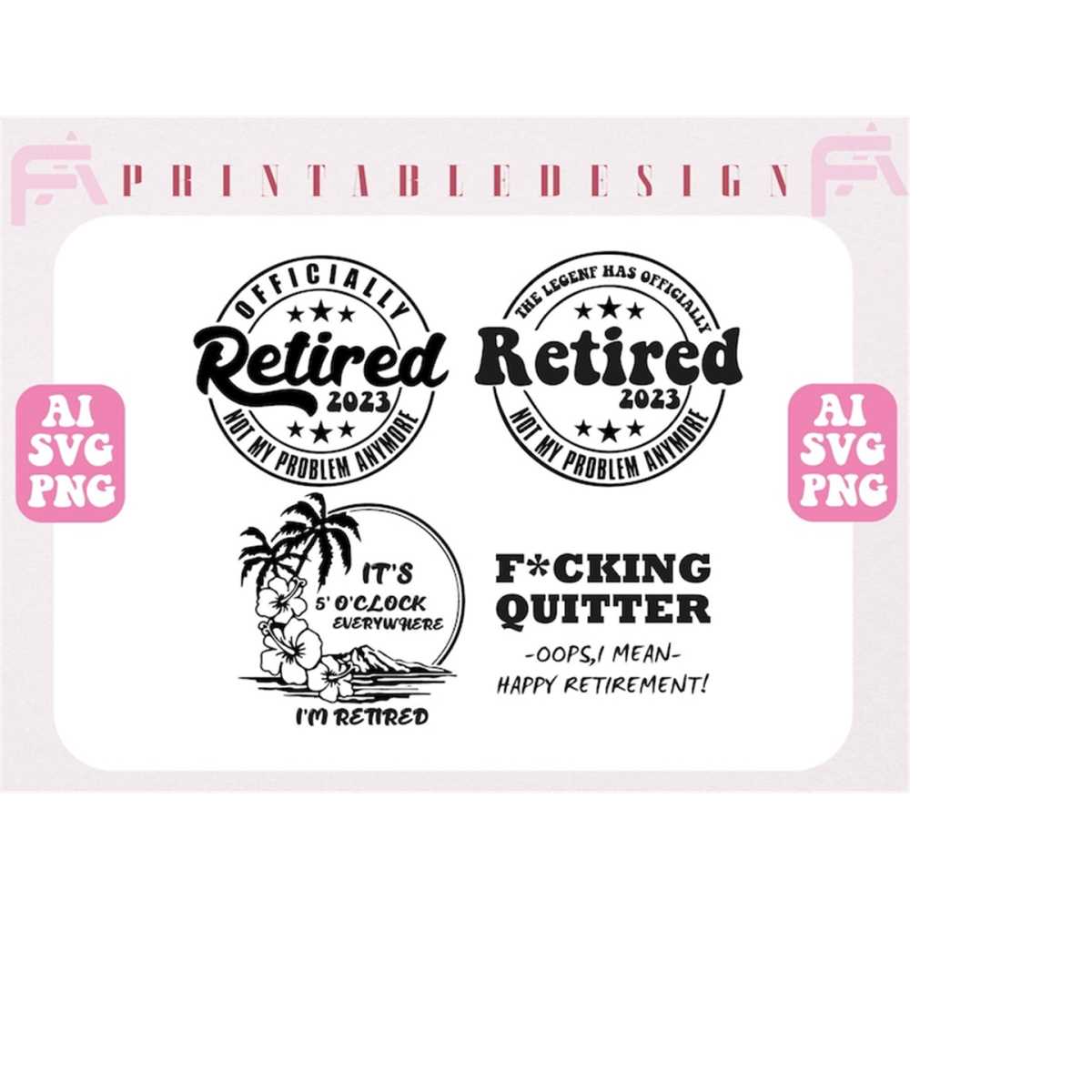 4 Retirement SVG files for cricut, Officially Retired SVG, H - Inspire ...