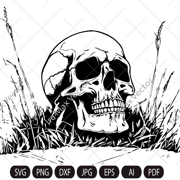 Skull svg file, Skull in the grass svg, Skull cut file, Skul - Inspire ...