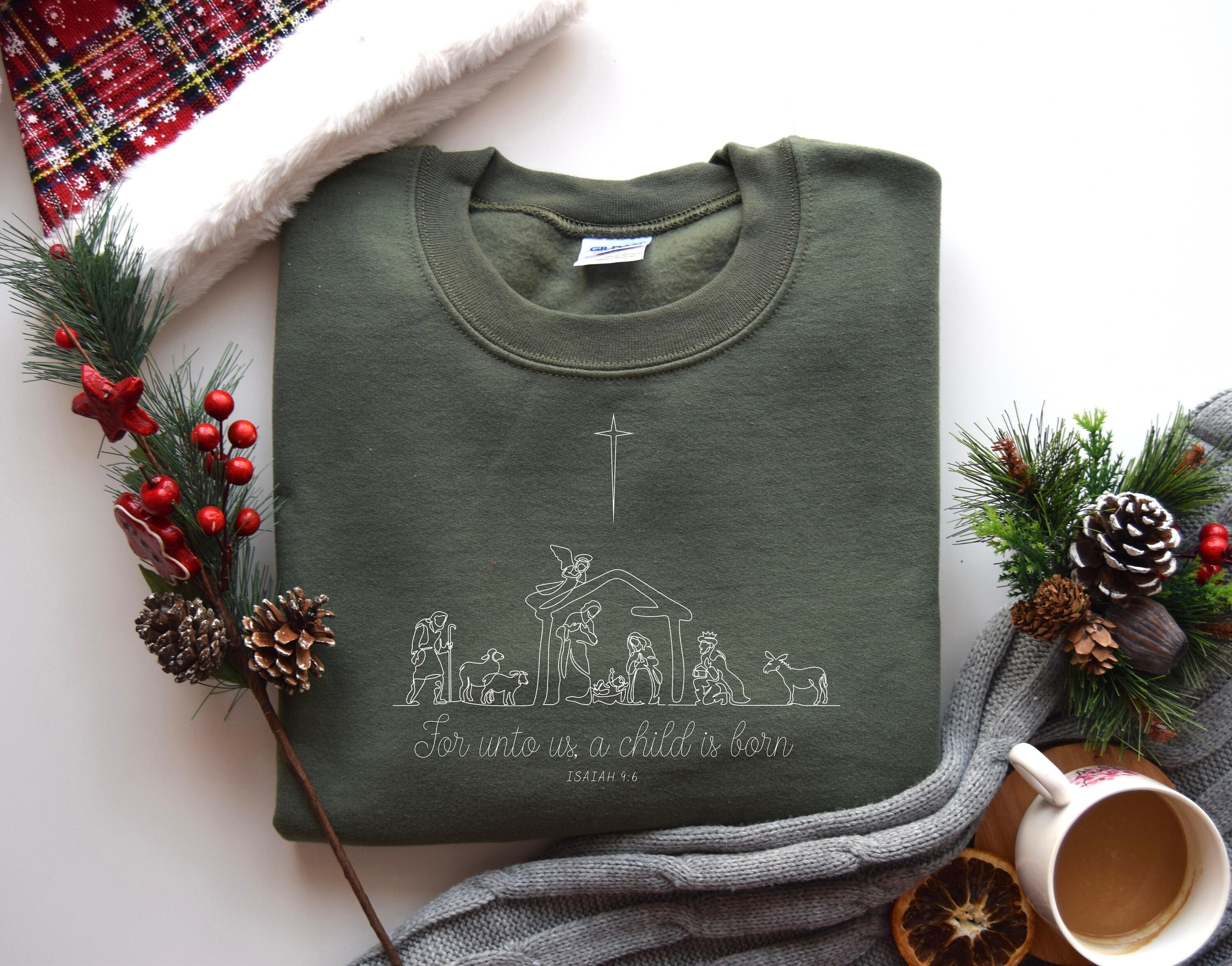 Christmas Nativity Sweatshirt, Nativity Scene Sweater, Chris | Inspire ...