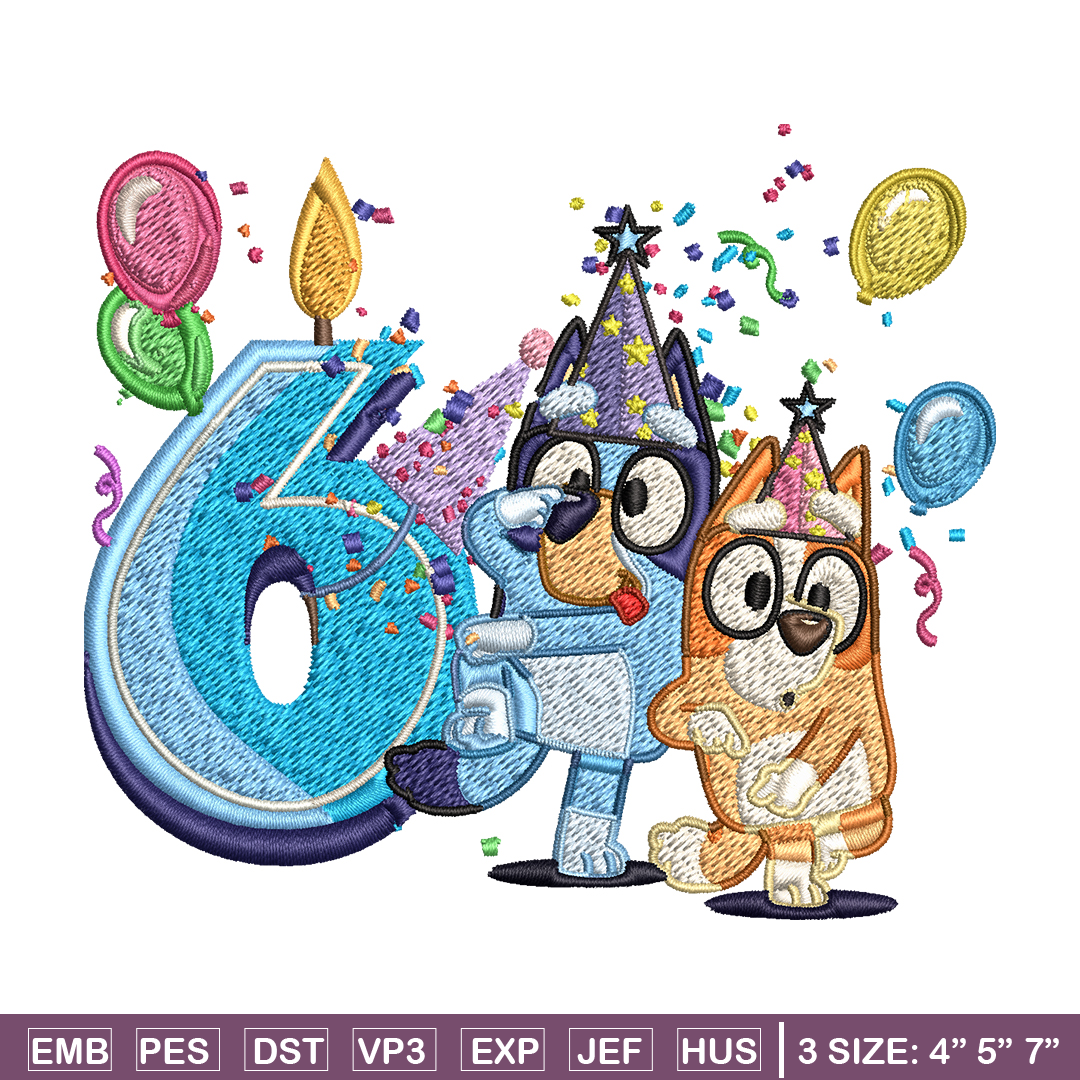 Bluey bingo 6th birthday Embroidery, Bluey birthday Embroide | Inspire ...