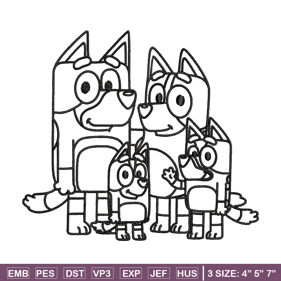 Bluey family Coloring Pages Embroidery, Bluey cartoon Embroi | Inspire ...