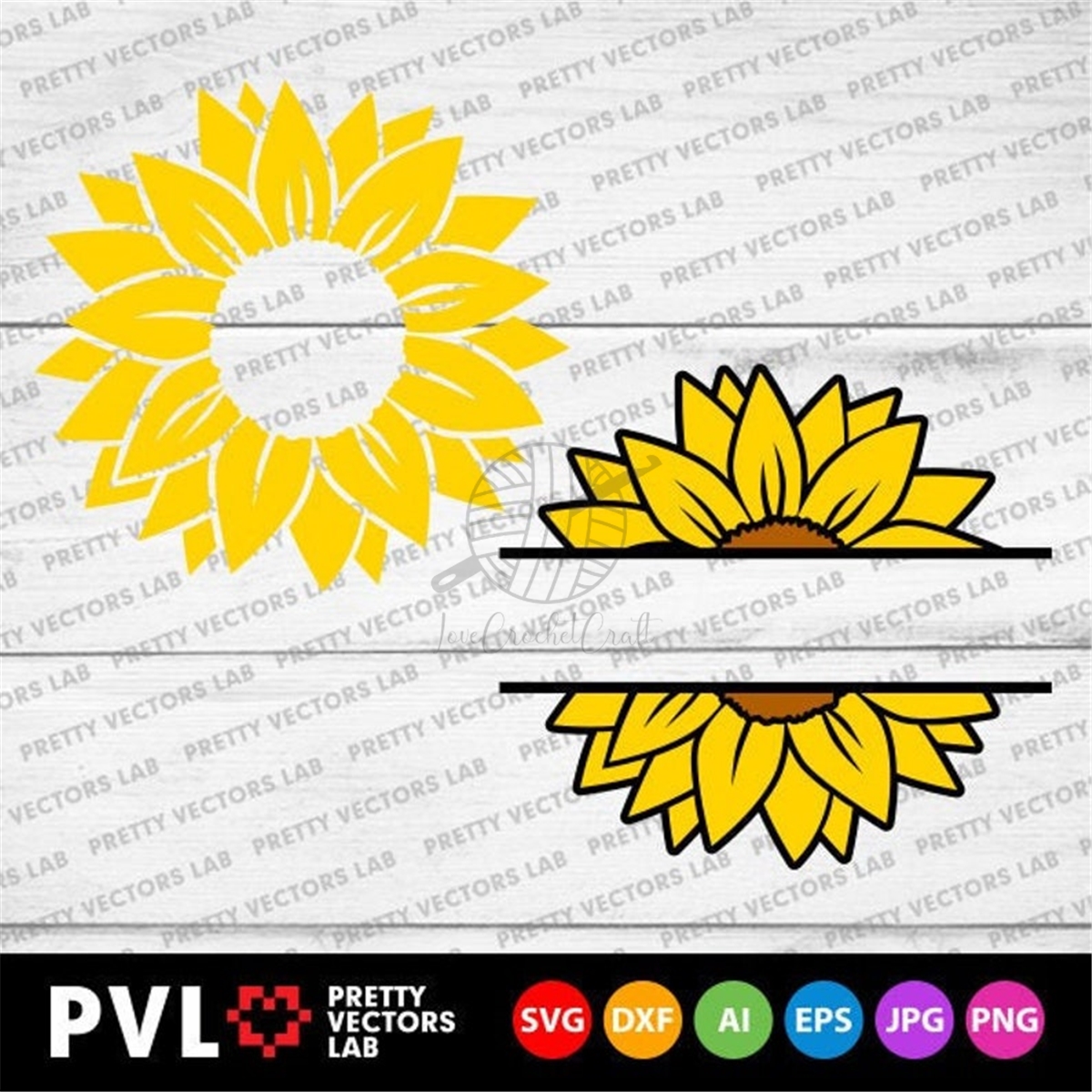 Sunflower Svg, Sunflower Monogram Svg, Split Sunflower Svg D | Inspire ...