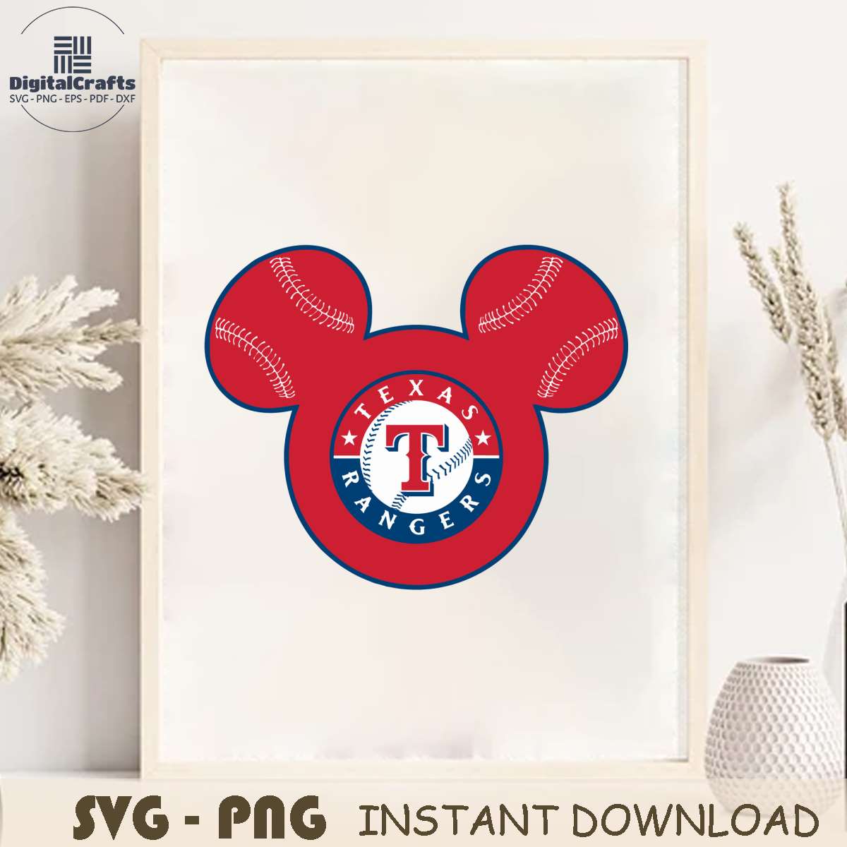 Mickey Mouse Head Texas Rangers SVG | Inspire Uplift