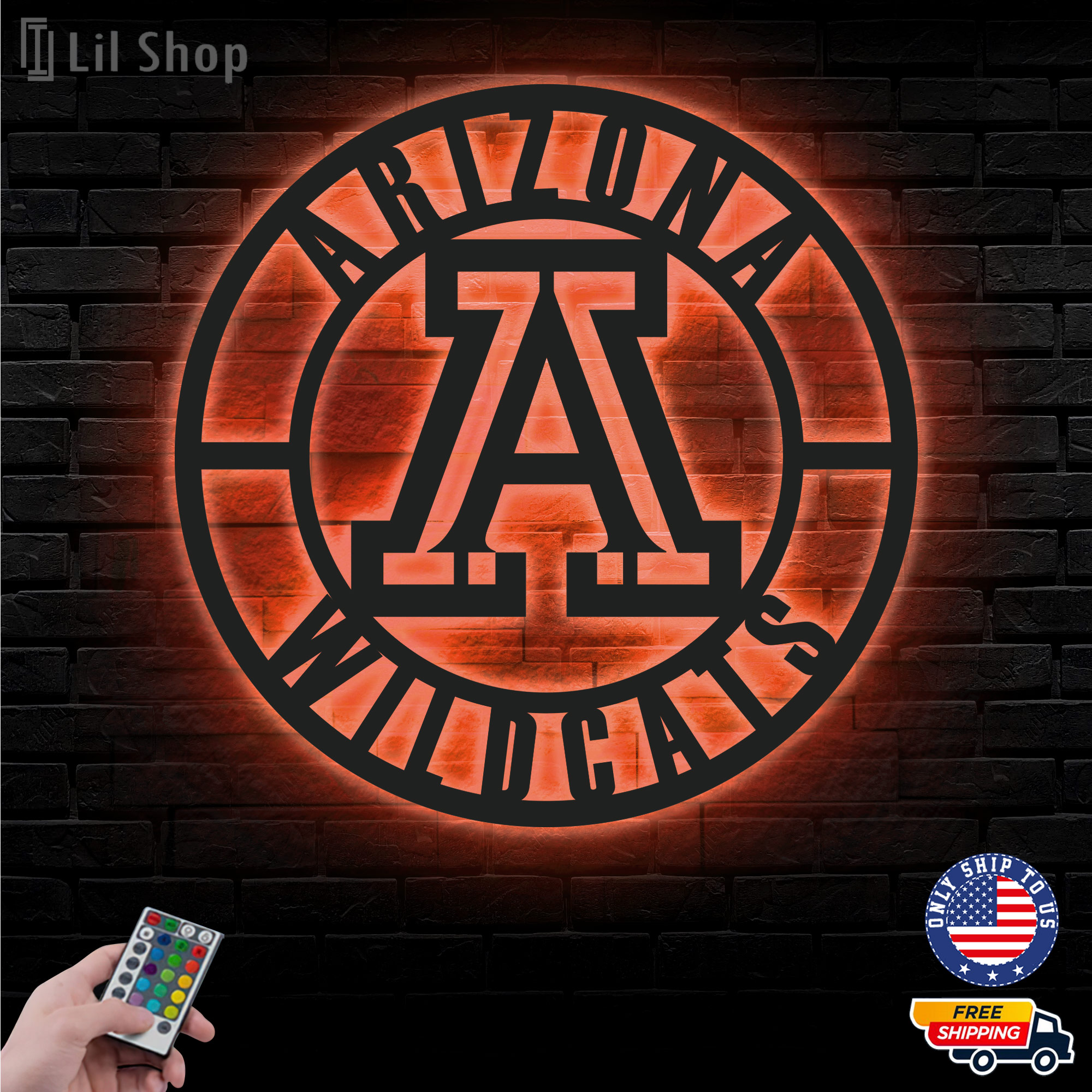 Arizona Wildcats Metal Sign, NCAA Logo Metal Led Wall Sign, - Inspire ...