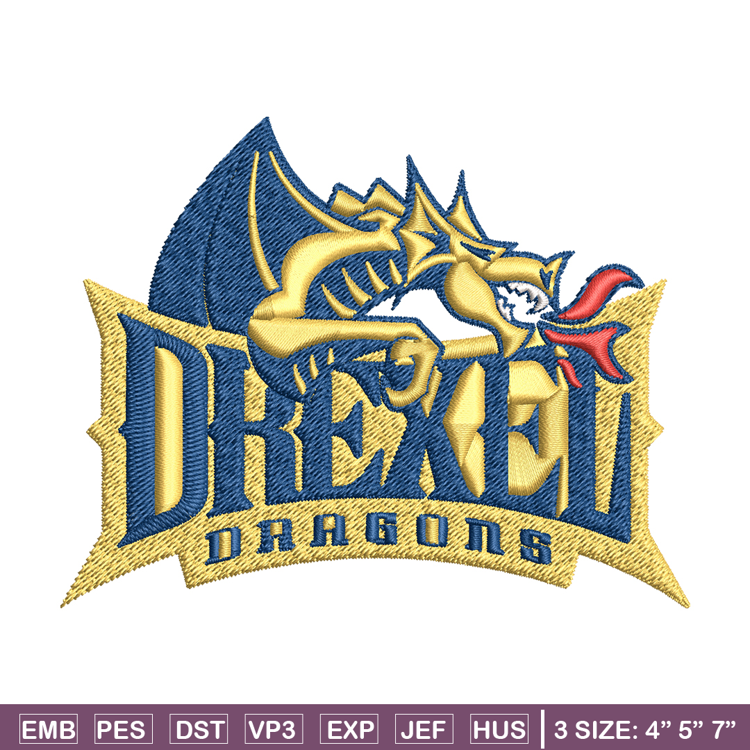 Drexel Dragons embroidery design, Drexel Dragons embroidery, | Inspire ...