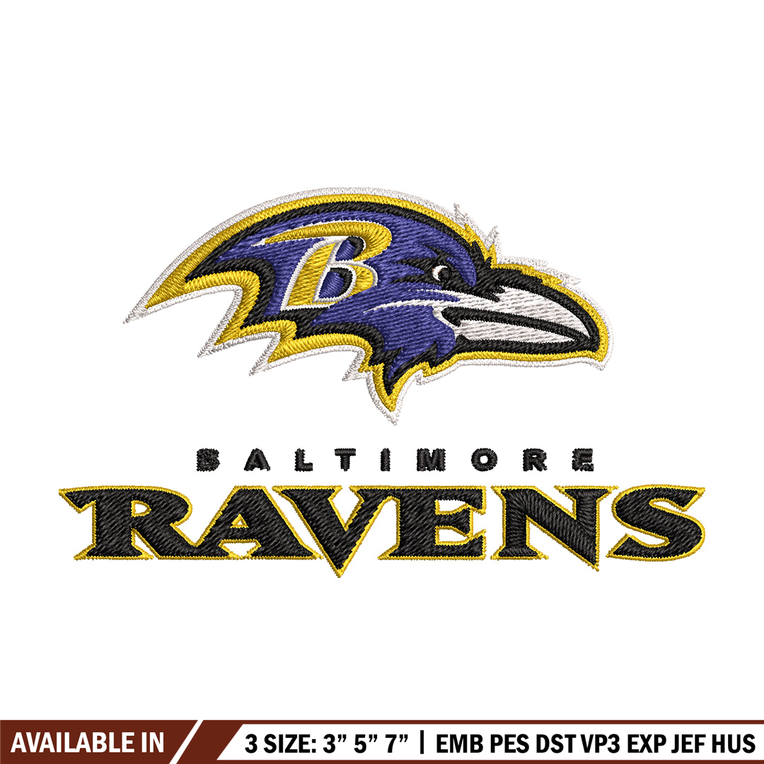 Baltimore Ravens logo Embroidery, NFL Embroidery, Sport embr | Inspire ...