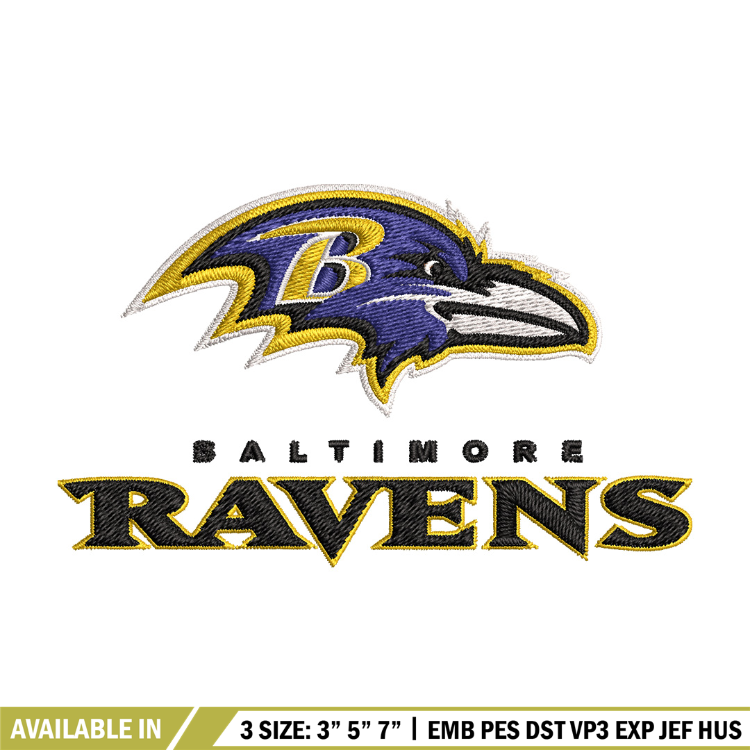 Baltimore Ravens logo Embroidery, NFL Embroidery, Sport embr | Inspire ...