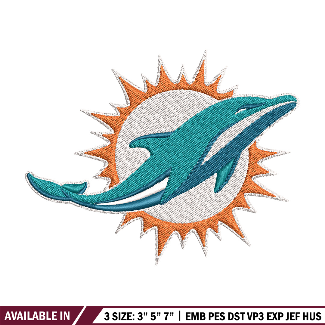 Miami Dolphins logo Embroidery, NFL Embroidery, Sport embroi | Inspire ...