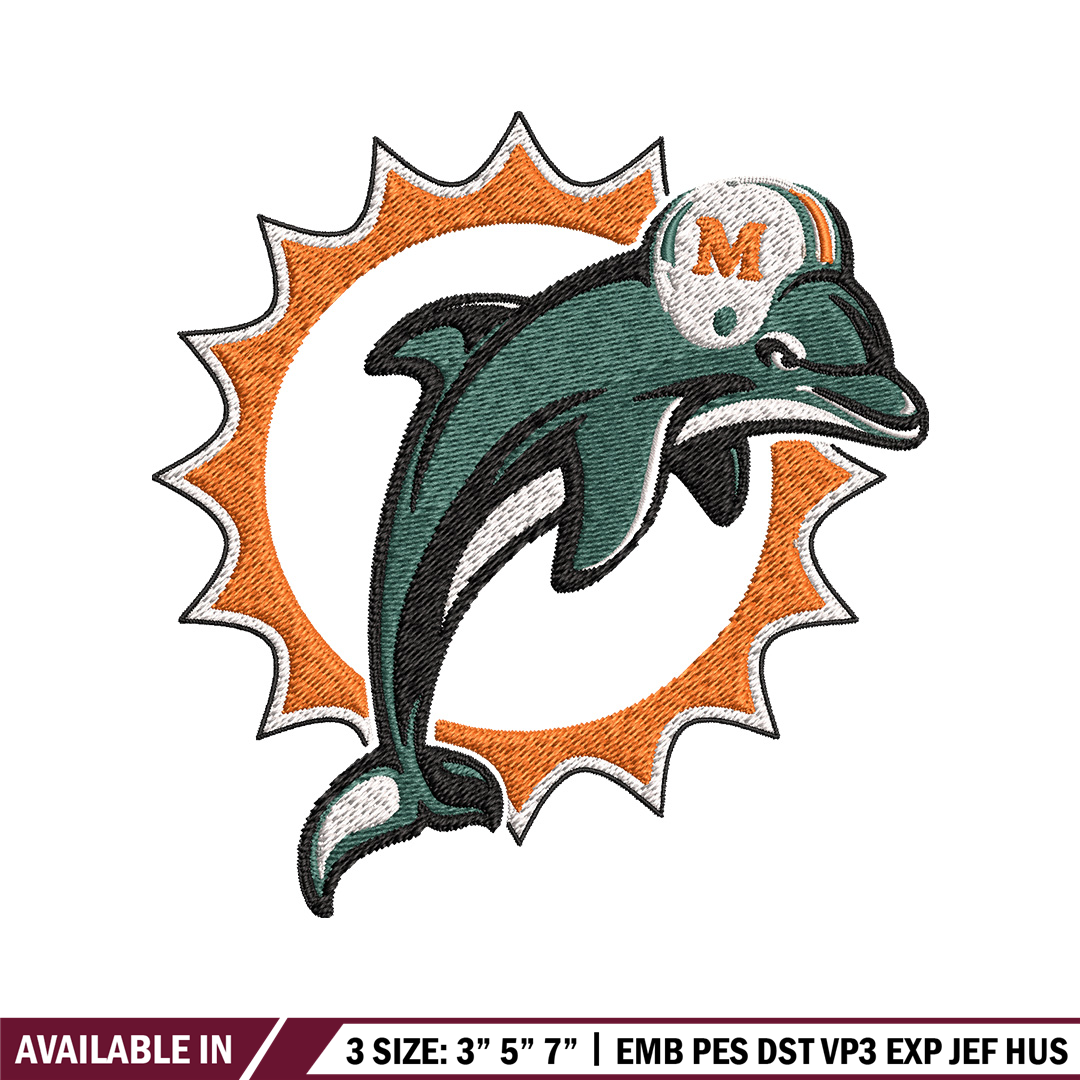 Miami Dolphins logo Embroidery, NFL Embroidery, Sport embroi | Inspire ...