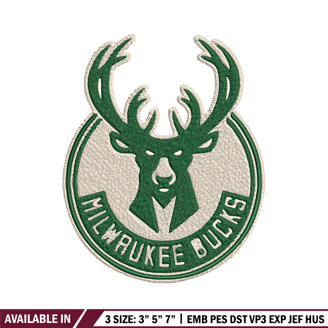 Milwaukee Bucks logo Embroidery, NBA Embroidery, Sport embro | Inspire ...