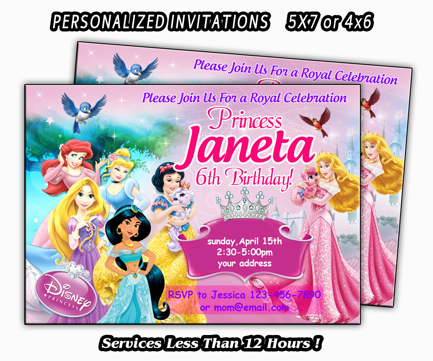 Disney Princess Birthday Invitation, Personalized Invitation - Inspire ...