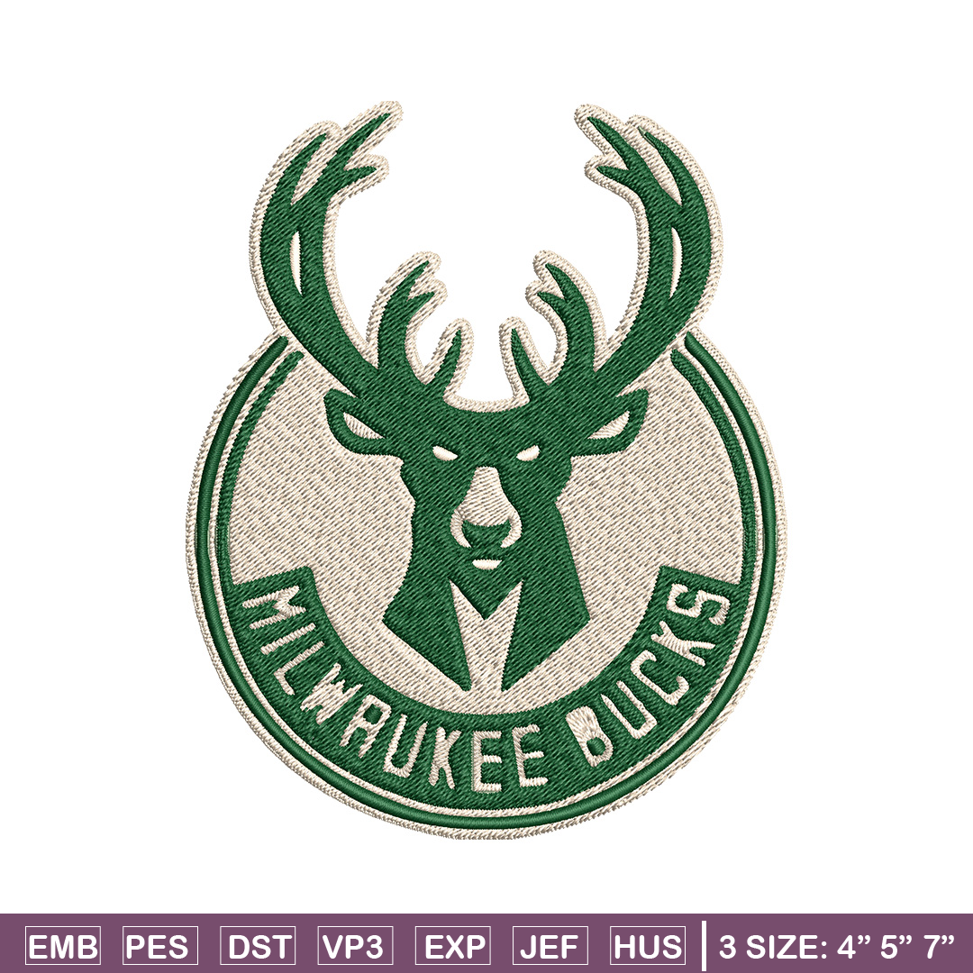 Milwaukee Bucks logo Embroidery, NBA Embroidery, Sport embro | Inspire ...